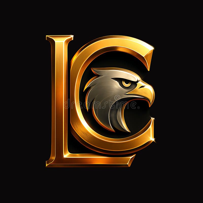 Gold LC Monogram Logo with Silver Eagle Head Premium Metallic Design ...
