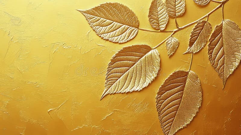 A Gold Leaf Background Featuring Embossed Patterns, Offering a Rich and ...