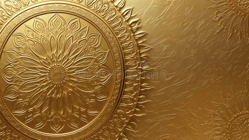 A Gold Leaf Design is Shown in a Circular Pattern Stock Illustration ...