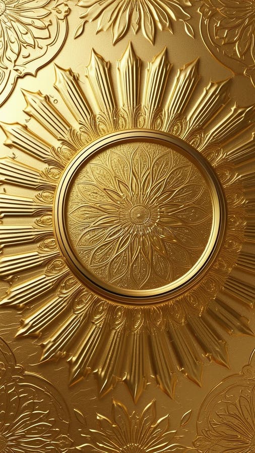 A Gold Leaf Design is Shown in a Circular Pattern Stock Illustration ...