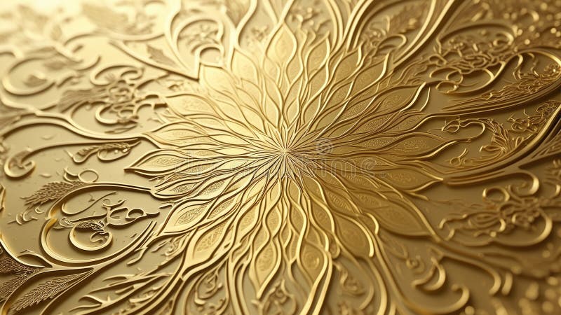 A Gold Leaf Design is Shown in a Circular Pattern Stock Illustration ...