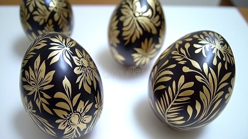 Gold-leaf Easter Eggs, Floral Design, Studio Shot, Spring Celebration ...