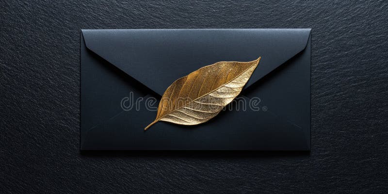 Gold leaf envelope stock photo. Image of elegant, mail - 375486788