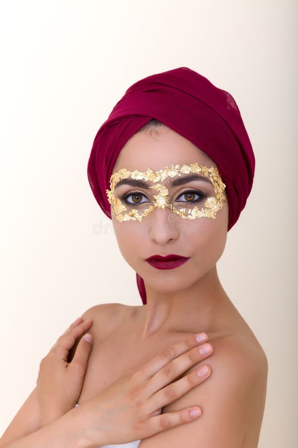 Gold leaf makeup stock photo. Image of attractive, metal - 93186160