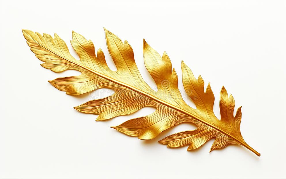 Gold Leaf on a White Background. Generative by Ai Stock Illustration ...
