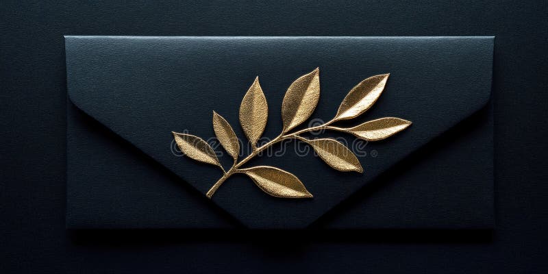 Gold leafed black envelope stock image. Image of business - 375314679