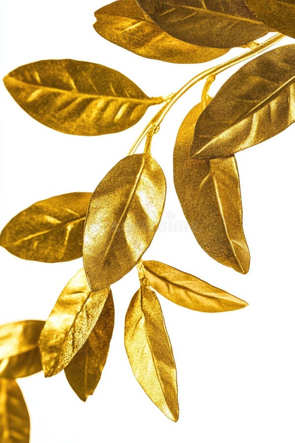 Gold Leafy Branch with a Gold Leaf on it Stock Image - Image of element ...