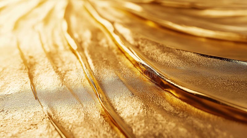 A Gold Leafy Patterned Fabric with a Shiny, Reflective Surface Stock ...