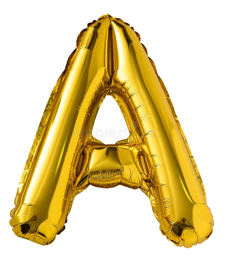 Gold Letter a Balloon Isolated Stock Image - Image of text, shiny ...