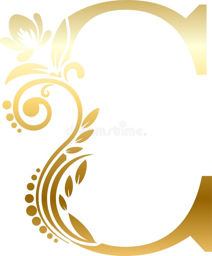 Gold Letter C stock image. Illustration of drawing, elegant - 294352661