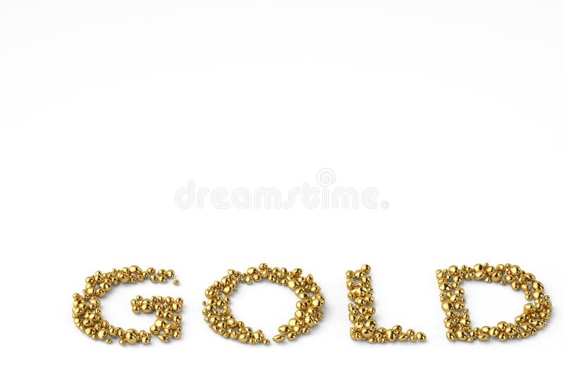 The GOLD Letter Consists of Small Gold.3D Illustration Stock ...