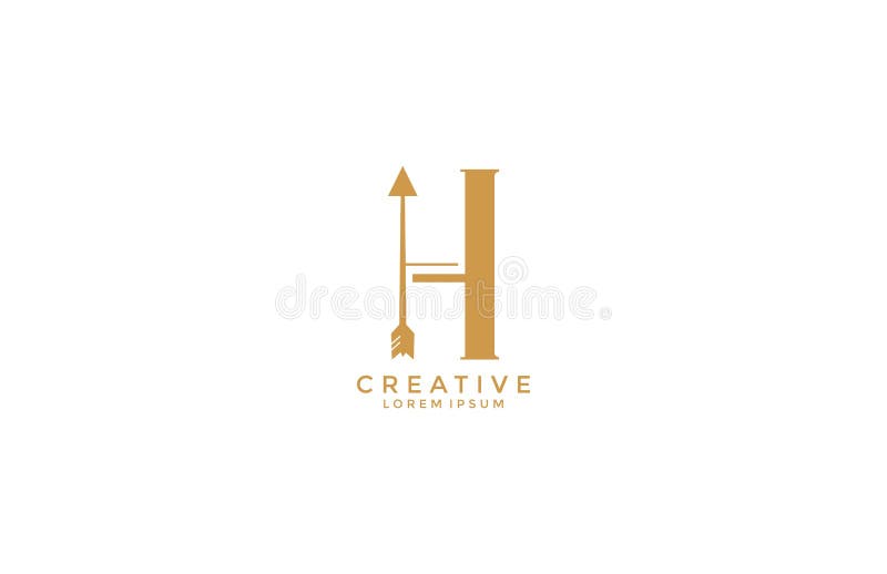 Gold Letter H Linked Arrow Logogram Stock Illustration - Illustration ...
