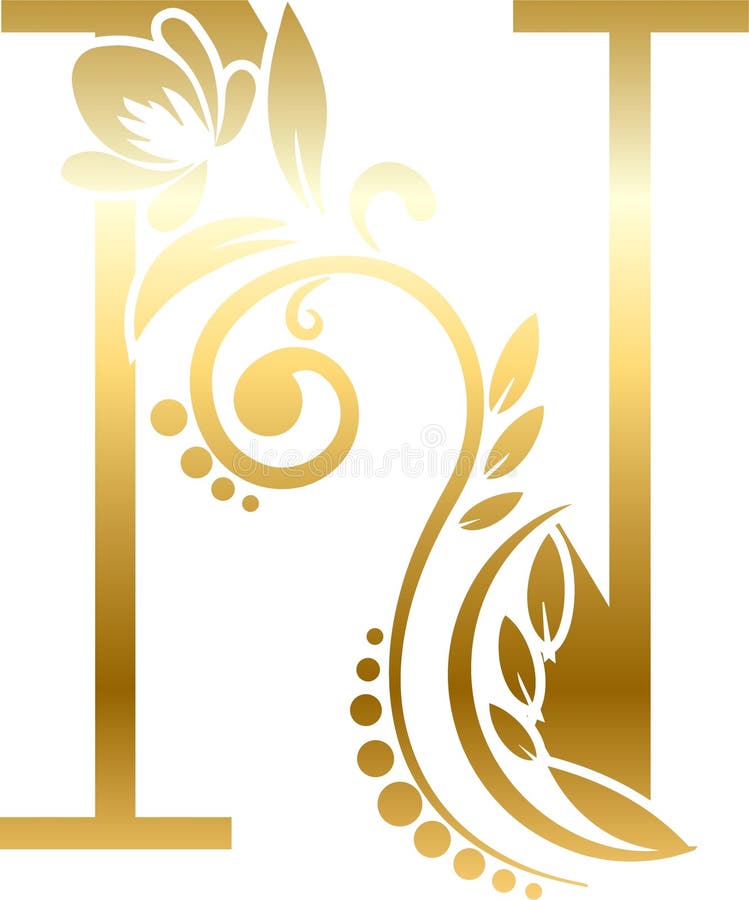 Gold Letter N stock image. Illustration of elegant, flower - 294352687