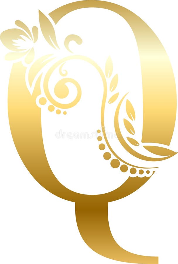 Gold Letter Q stock image. Illustration of design, circle - 294352697