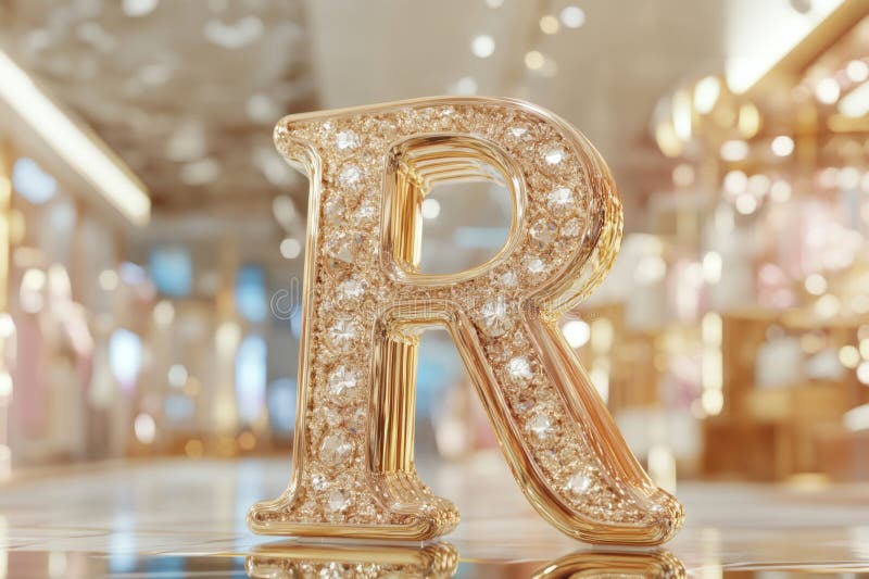 A Gold Letter R with a Diamond Pattern Stock Illustration ...