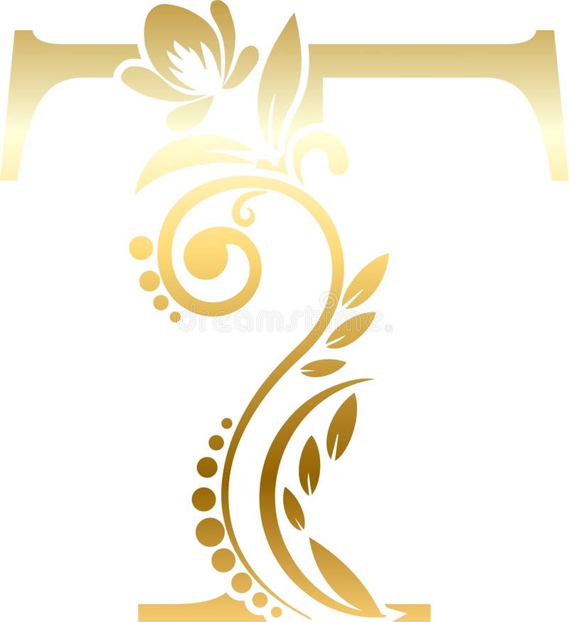 Gold Letter T stock photo. Illustration of decor, gold - 294352704