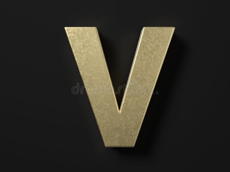 V Letter In Gold