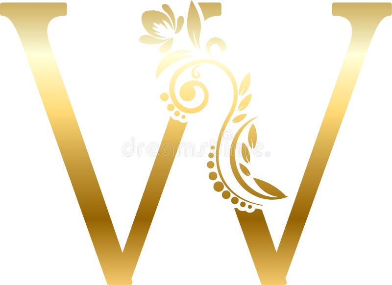 Gold Letter W stock image. Illustration of label, style - 294352715