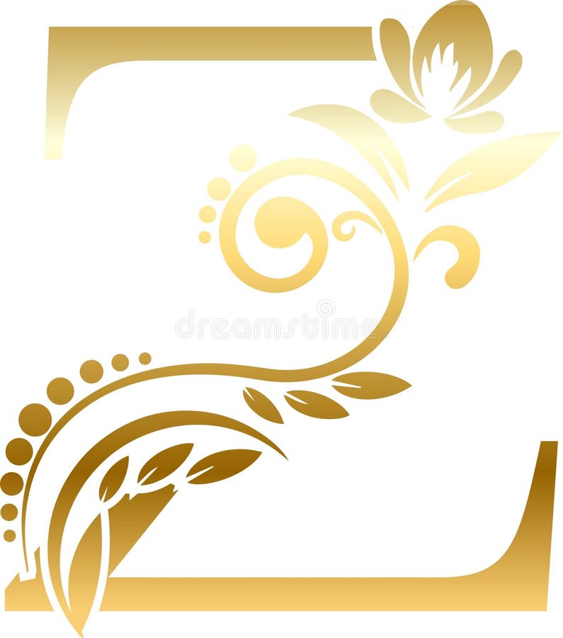 Gold Letter Z stock photo. Illustration of calligraphy - 294352722