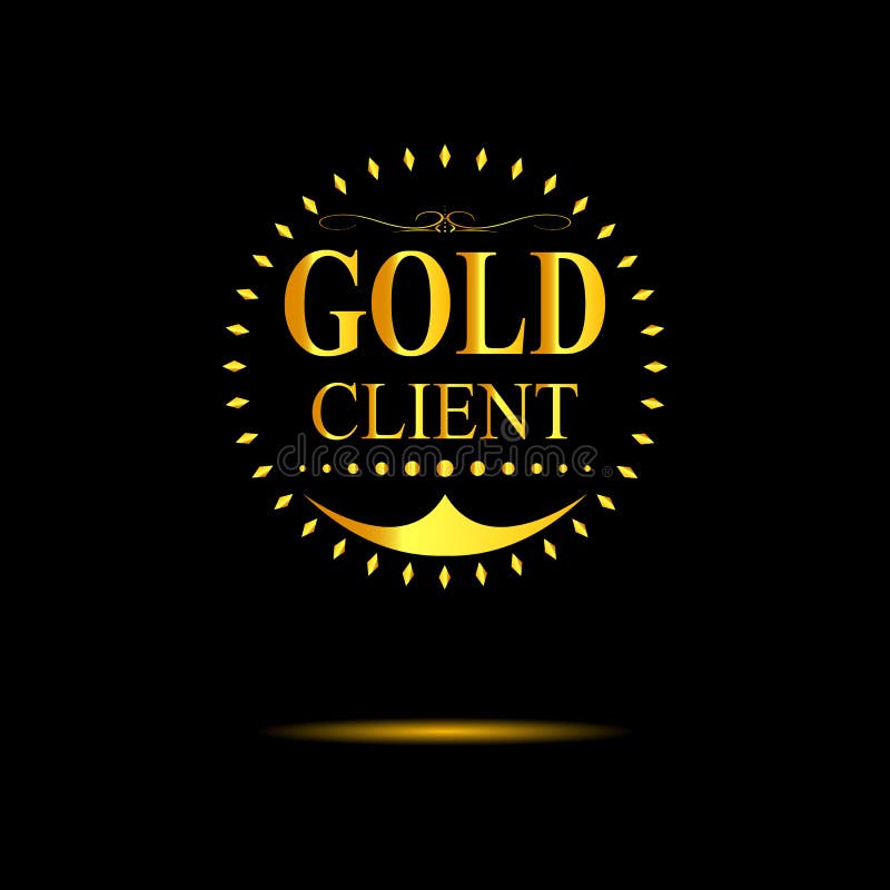 Gold Lettering GOLD Client, Black Background Stock Illustration ...