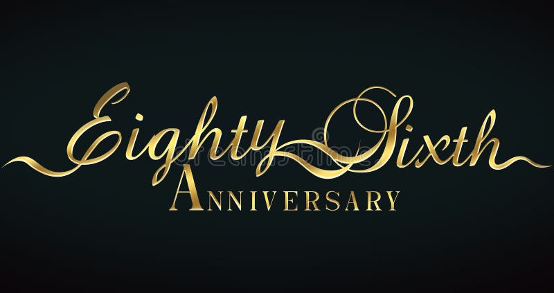 Eighty-Sixth Anniversary Gold Lettering on Transparent Background Stock ...