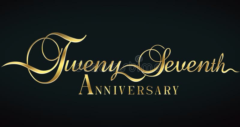 27 Anniversary in Gold Letters Isolated on Transparent Background Stock ...
