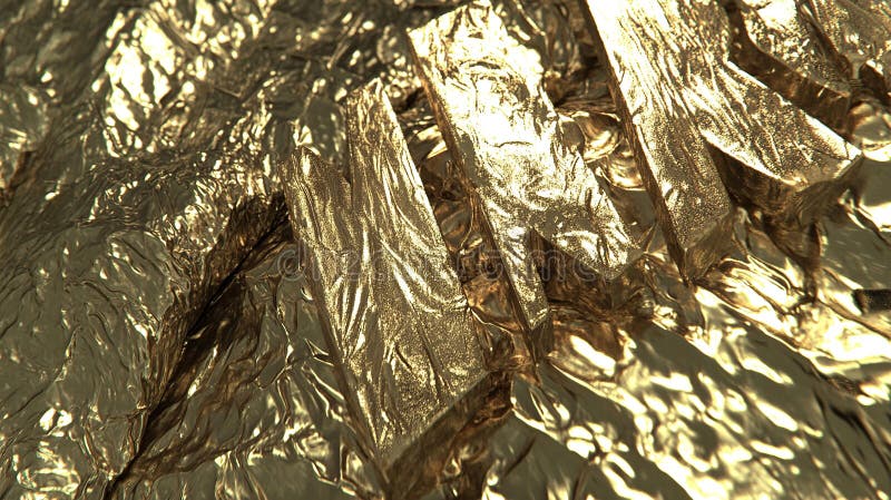 Gold Letters on Crumpled Foil Background, Luxury Texture Stock Image ...