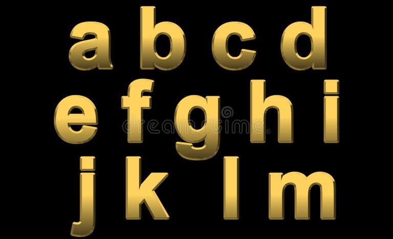Alphabet Gold Letters Lowercase Stock Illustrations – 1,090 Alphabet ...