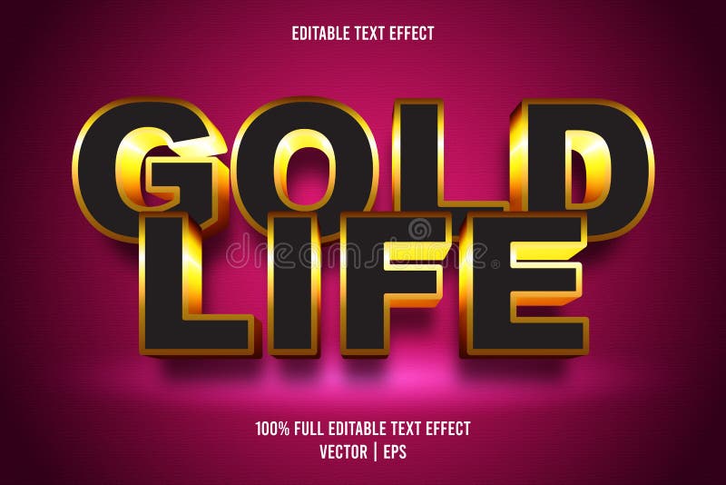 Gold Life Editable Text Effect Luxury Style Stock Vector - Illustration ...