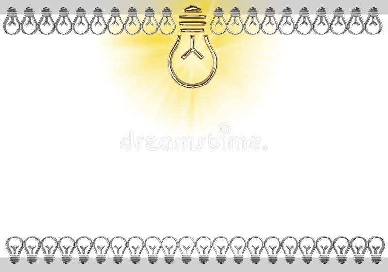Gold Light Bulb Idea on a Background or Frame with Many Silver Bulbs ...