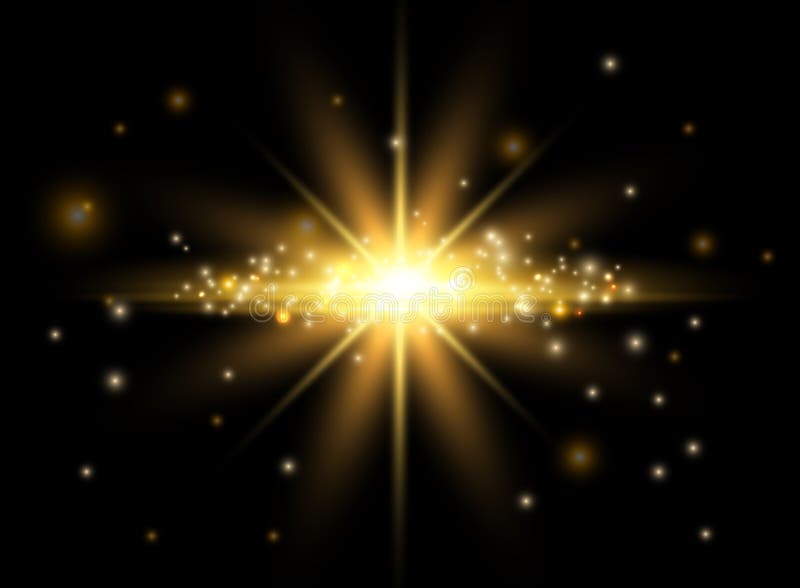 Gold Light Effect. Shining Star, Bokeh Effect and Flying Glow Vector ...