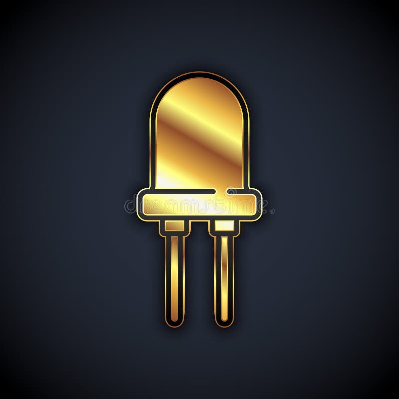 Gold Light Emitting Diode Icon Isolated on Black Background ...