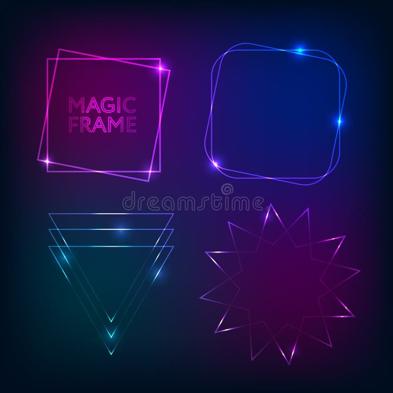 Gold Light Frames and Elements Magic Shape Stock Illustration ...