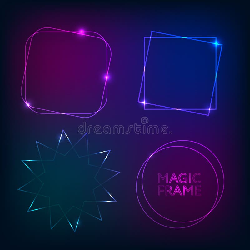 Gold Light Frames and Elements Magic Shape Stock Illustration ...