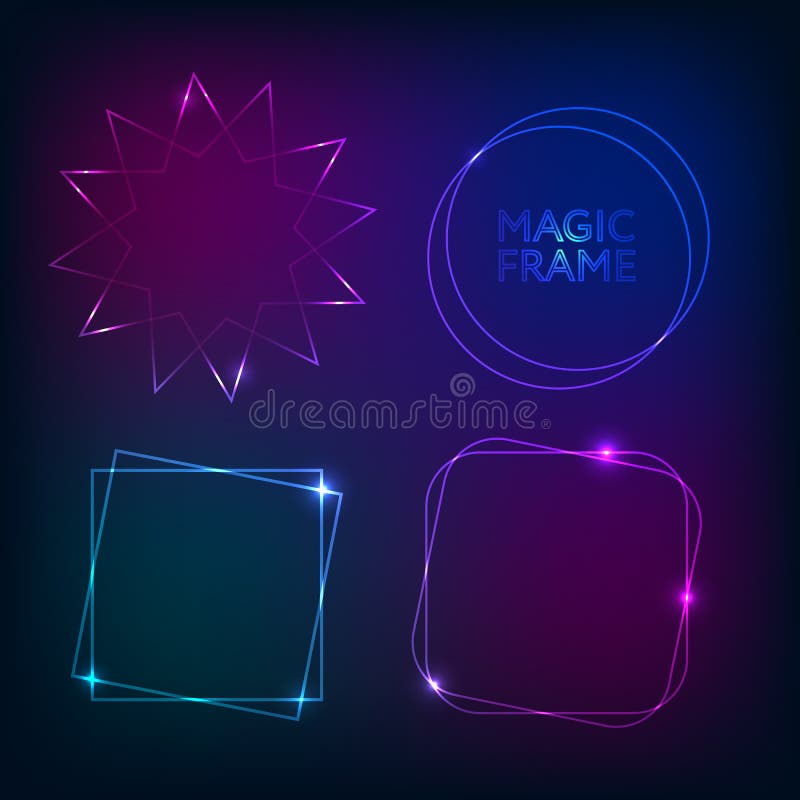 Gold Light Frames and Elements Magic Shape Stock Illustration ...