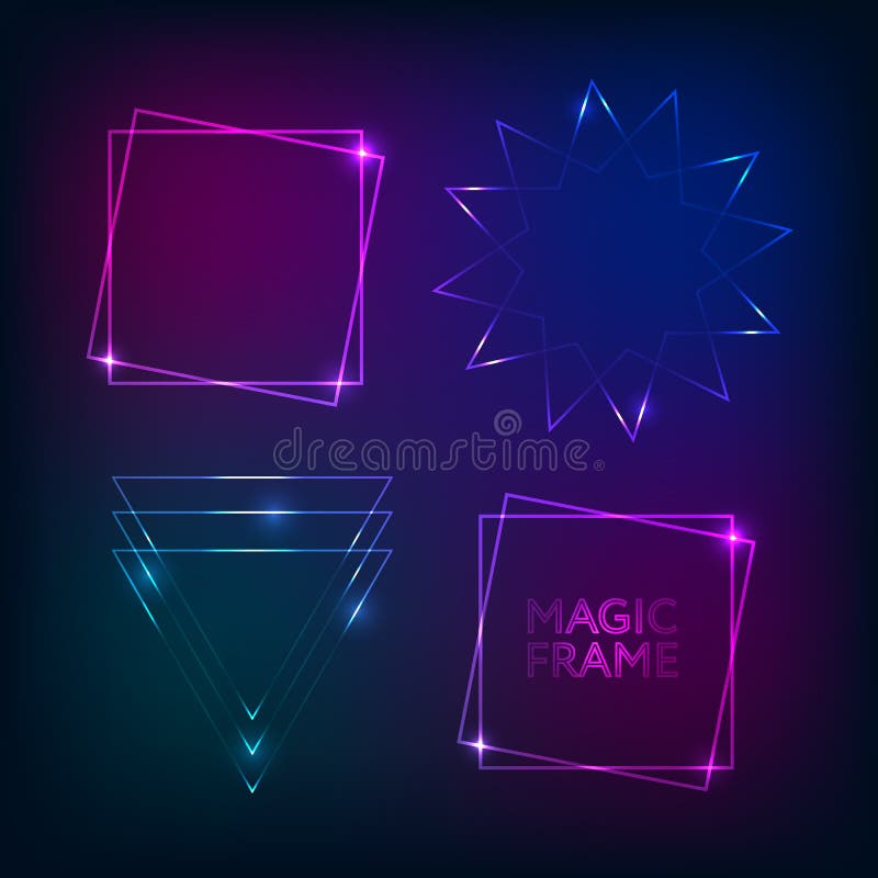 Gold Light Frames and Elements Magic Shape Stock Illustration ...