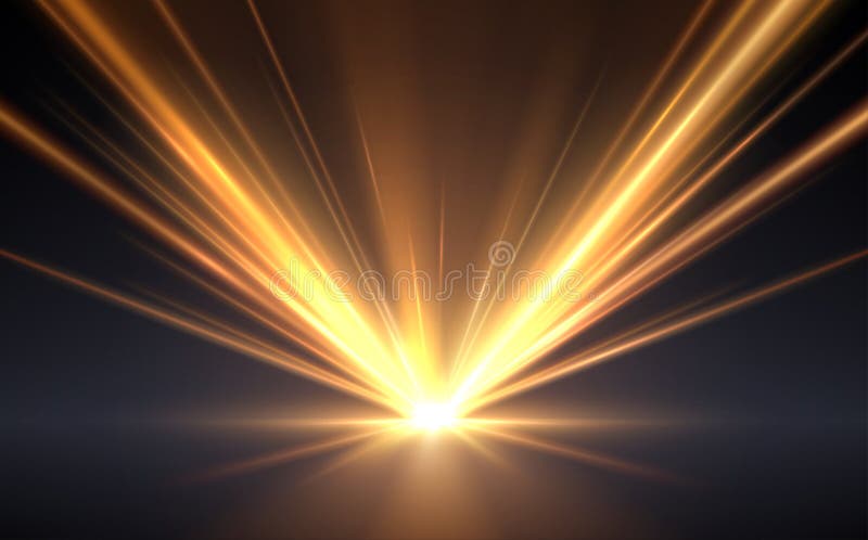 Gold Light Rays Effect Background Stock Vector - Illustration of beam ...