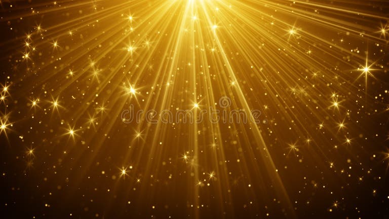 Gold Light Rays and Stars Abstract Background Stock Illustration ...