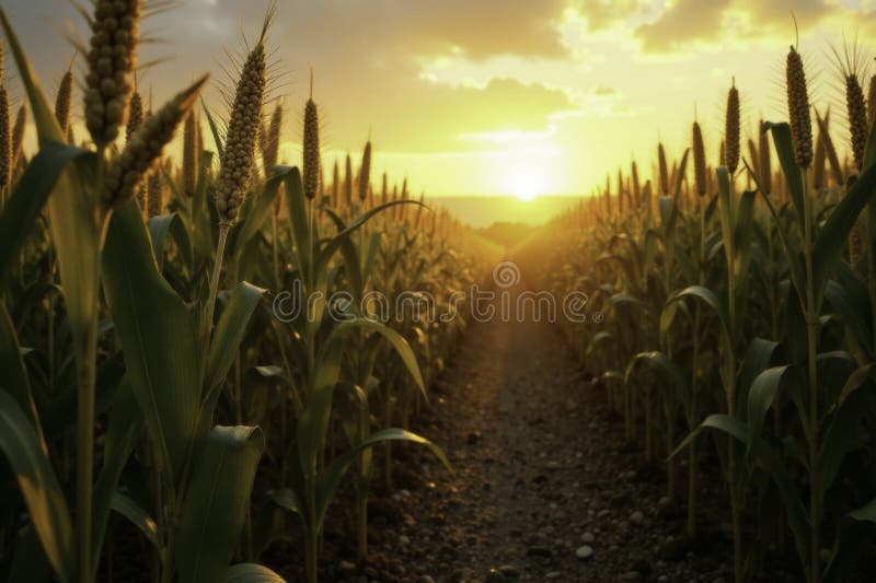 Gold Light Shines through Ancient Corn Stalks, Natural, Sunlit, Rustic ...
