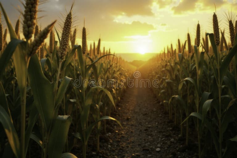 Gold Light Shines through Ancient Corn Stalks, Natural, Sunlit, Rustic ...