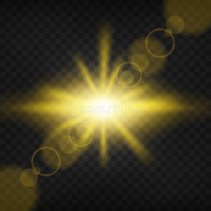 Gold Light Shining on Transparent Background Stock Vector ...