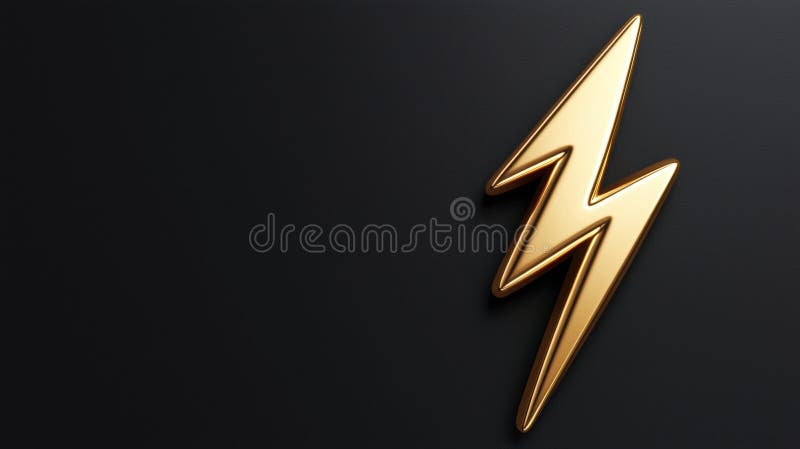 A Gold Lightning Bolt on a Black Background. Stock Photo - Image of ...