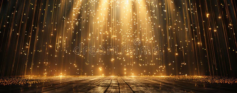 Gold Lights Lighting Up a Dark Stage Stock Image - Image of bright ...