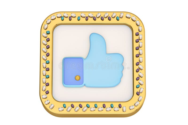 Gold Like Symbol Icon on White Background.3D Illustration. Stock ...