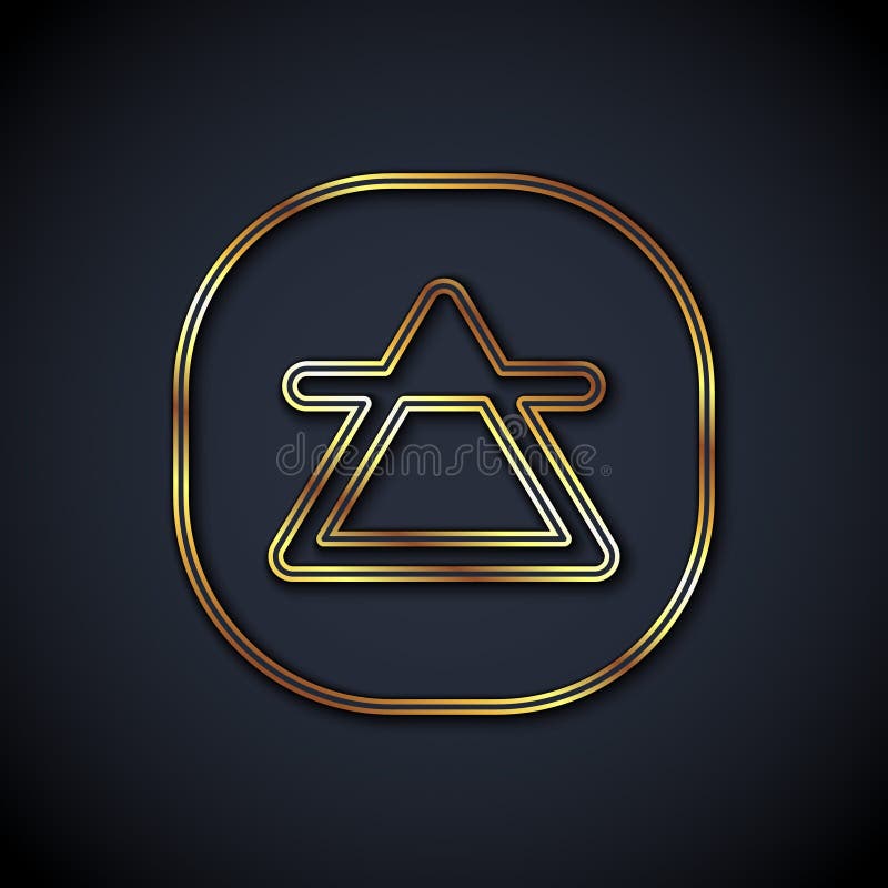 Gold Line Air Element of the Symbol Alchemy Icon Isolated on Black ...