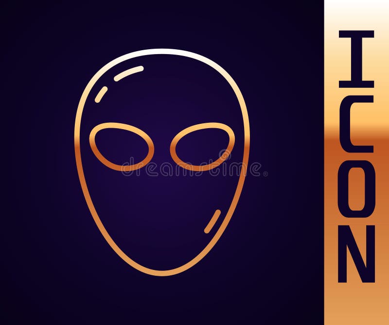 Gold Alien Icon Isolated on Brown Background. Extraterrestrial Alien ...