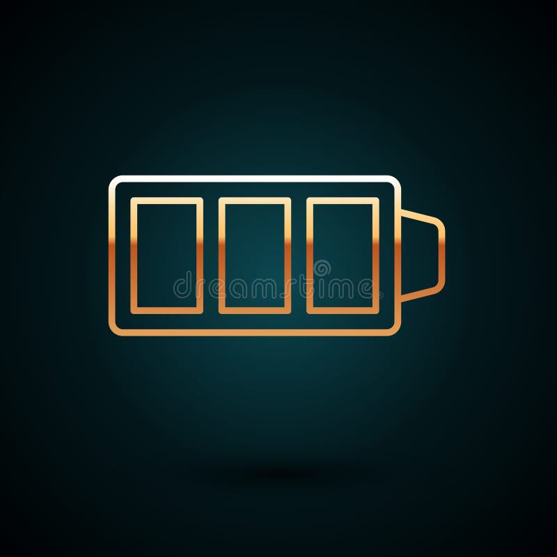 Gold Line Battery Charge Level Indicator Icon Isolated on Dark Blue ...