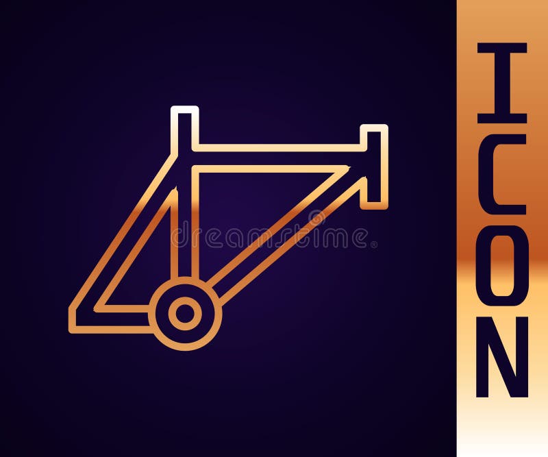 Gold Line Bicycle Frame Icon Isolated on Black Background. Vector Stock ...