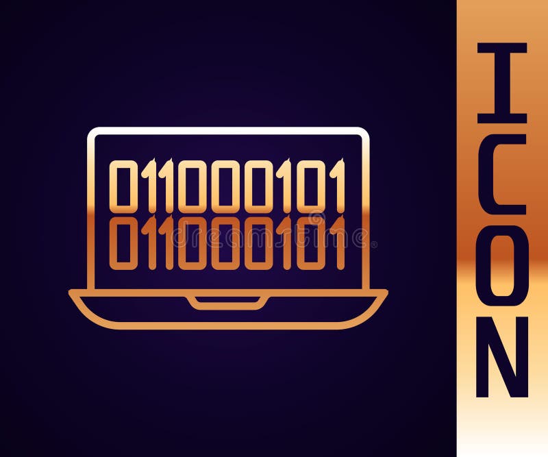 Gold Line Binary Code Icon Isolated on Black Background. Vector Stock ... Gold Line Binary Code Icon Isolated on Black Background. Vector Stock ...