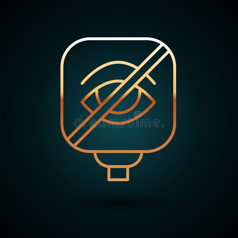 Gold Line Blindness Icon Isolated on Dark Blue Background. Blind Sign ...